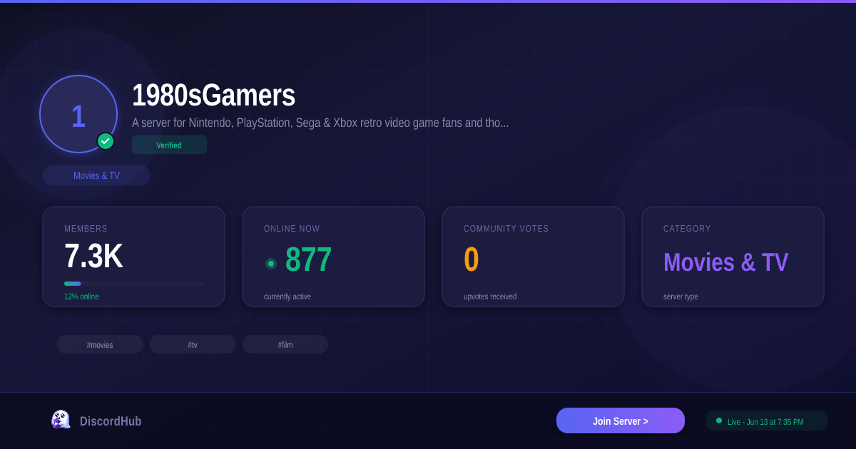 1980sGamers 🕹 — Massive Movies & TV Discord Server (7.3K+ Members)