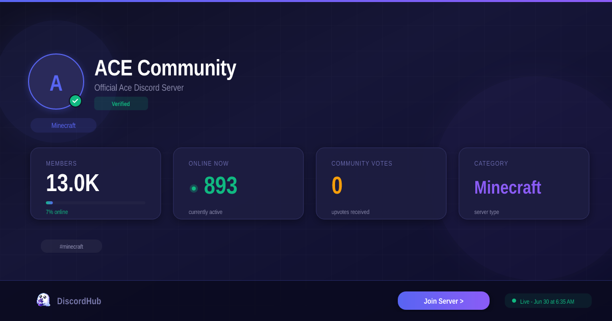 ACE Community Discord Server — 13K+ Members | Top Minecraft [2026]