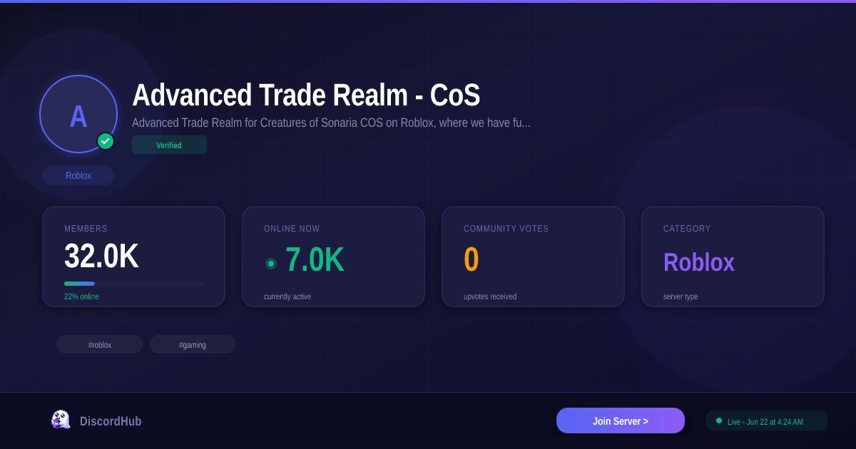 Advanced Trade Realm - CoS Discord — 31K+ Members | #1 Roblox Server [2026]