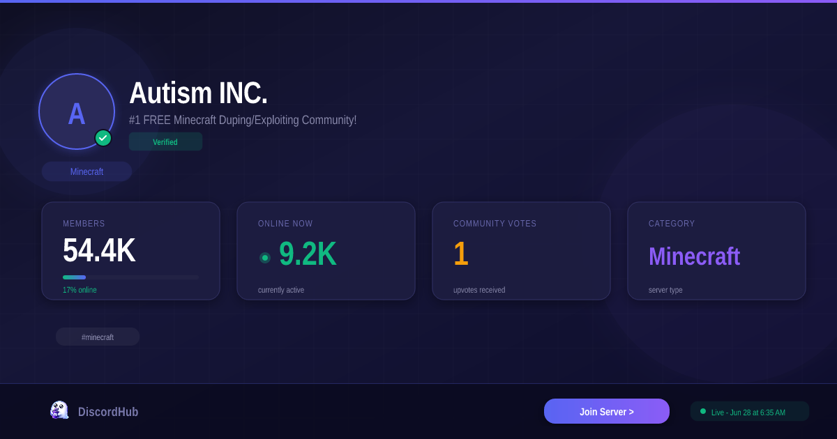 Join Autism INC. Discord — 54K+ Active Minecraft Members [Free]