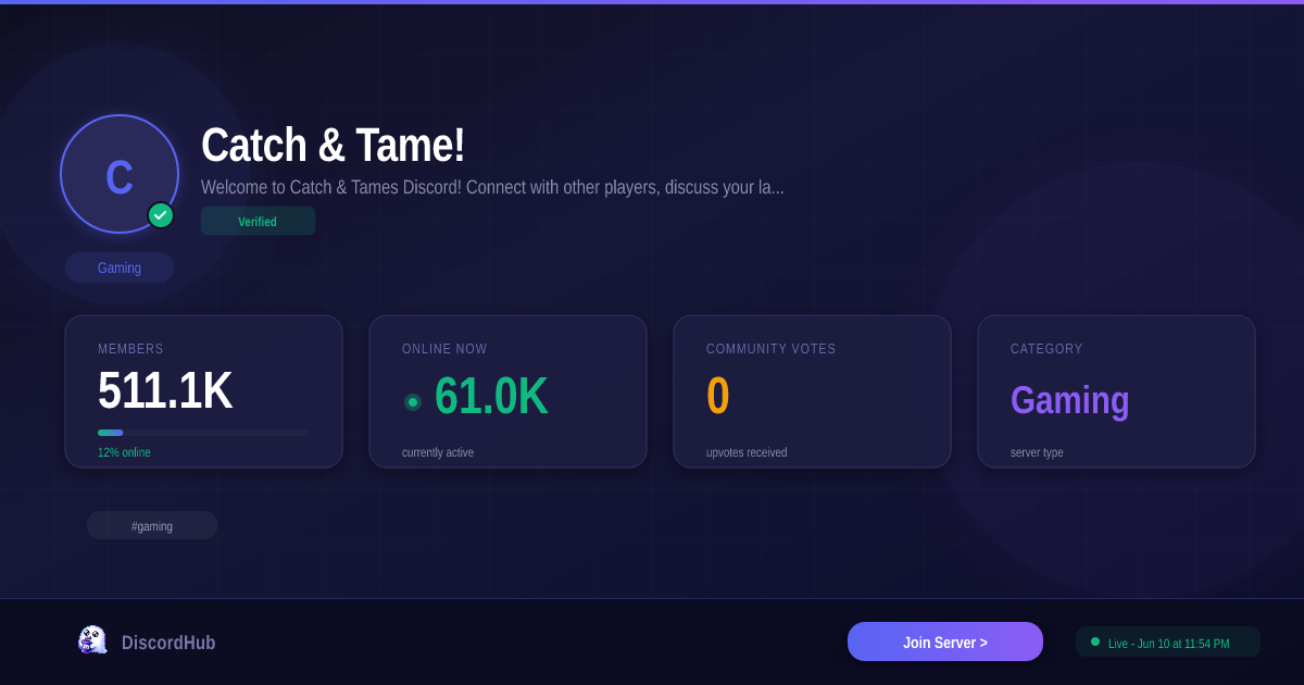 Catch & Tame! Discord Server — 436K+ Members | Huge Gaming [2026]