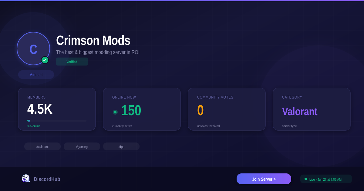 Crimson Mods Discord — 4.5K+ Valorant Members | Join Free [2026]