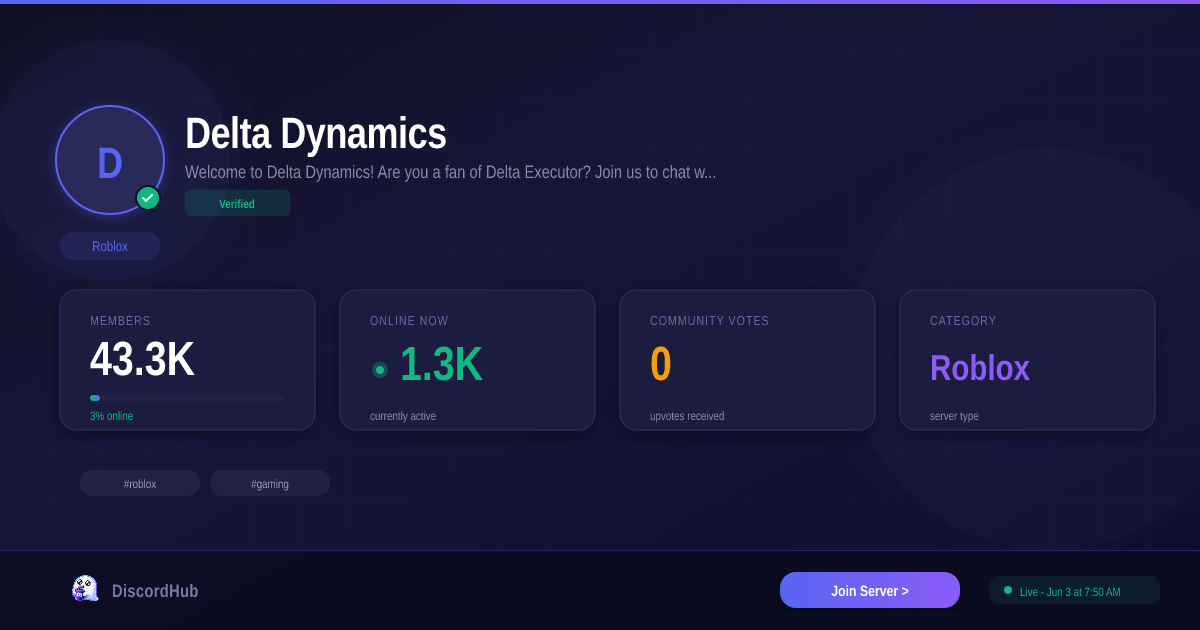 Delta Dynamics Discord — 43K+ Members | #1 Roblox Server [2026]