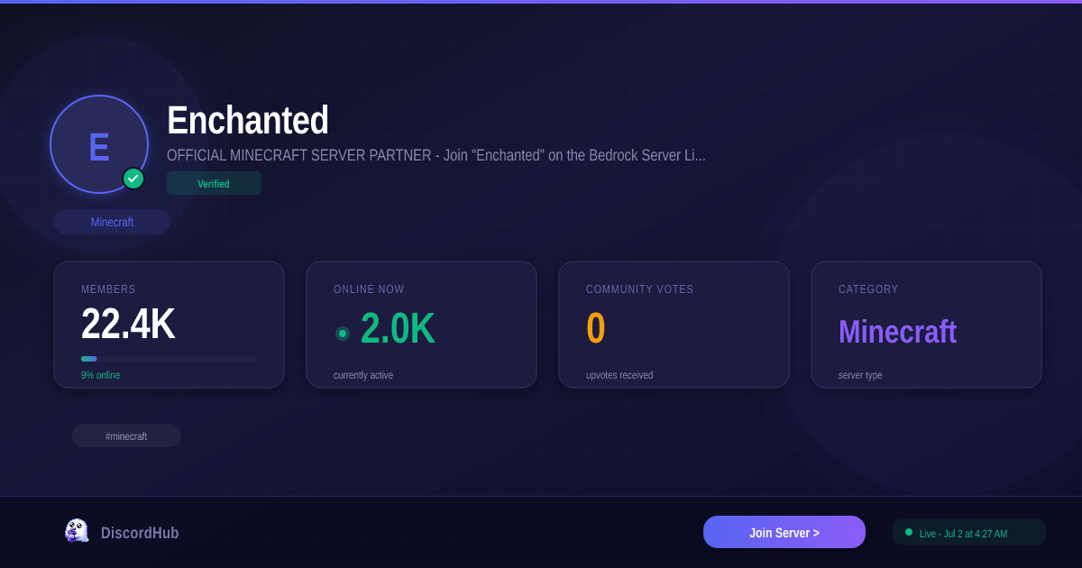 Enchanted Discord — Best Minecraft Server | 22K+ Members [2026]