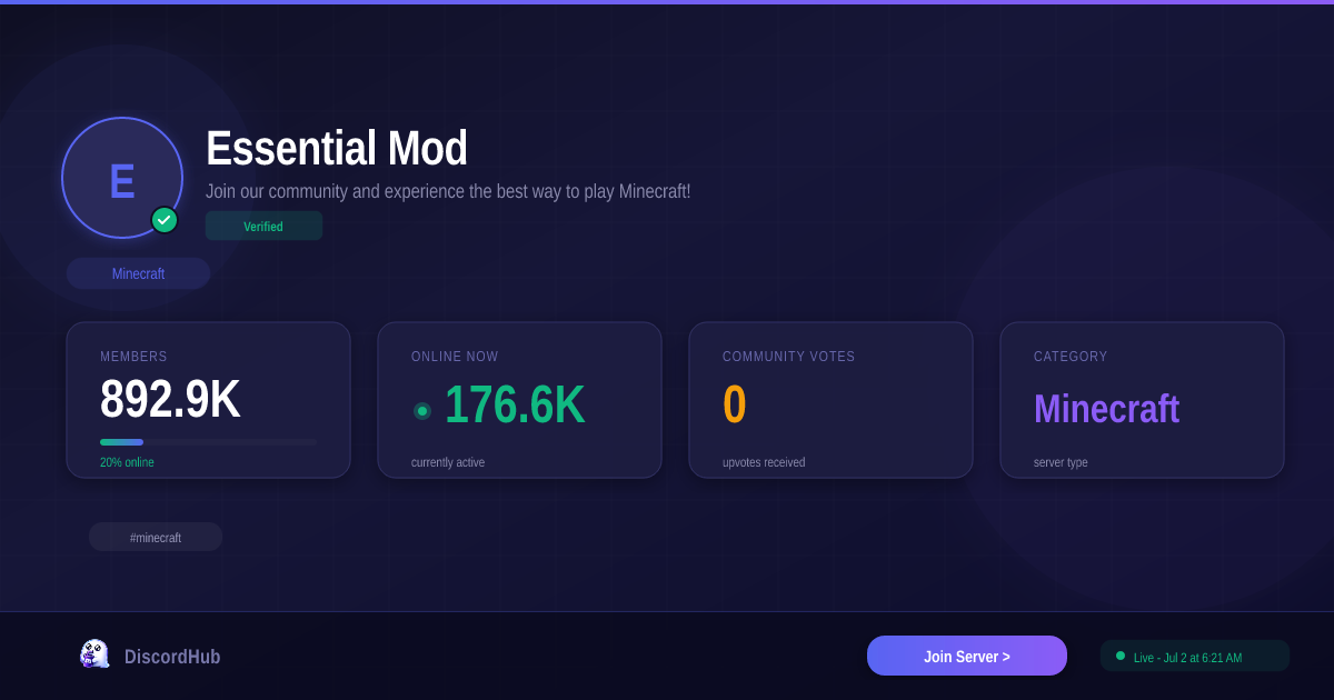 Essential Mod — The #1 Minecraft Discord Server (846K+ Members)