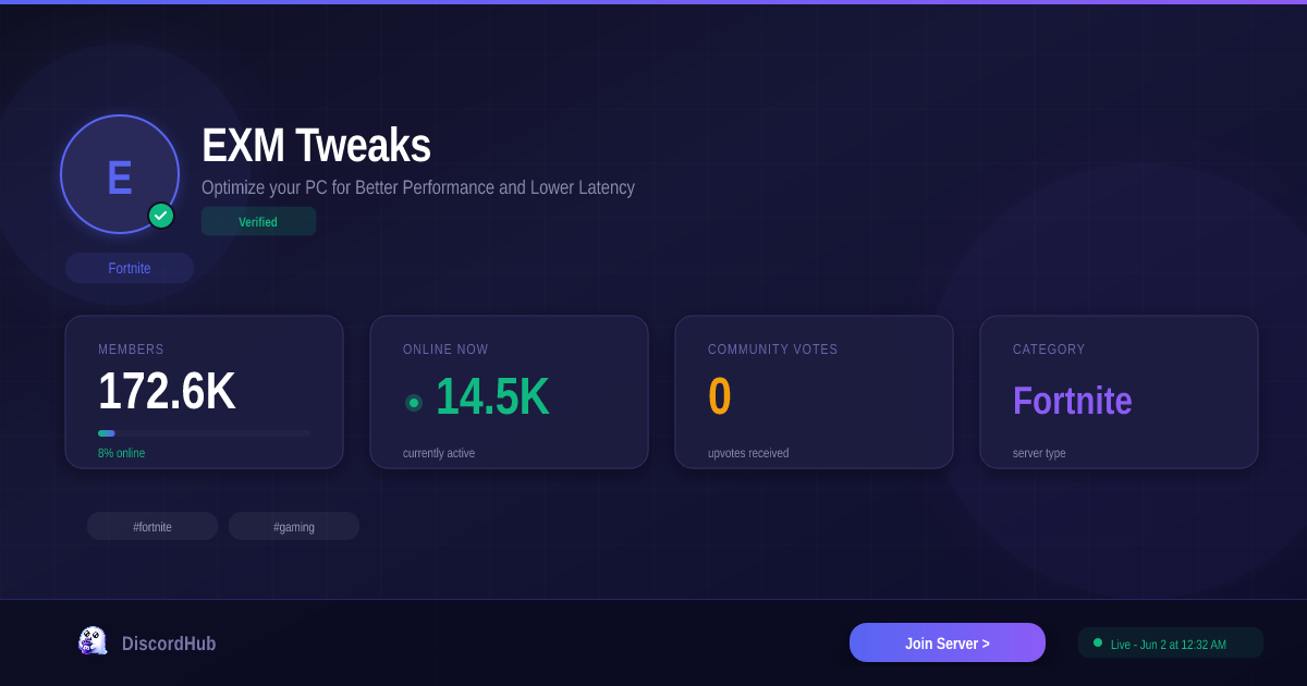 Join EXM Tweaks Discord — 173K+ Active Fortnite Members [Free]