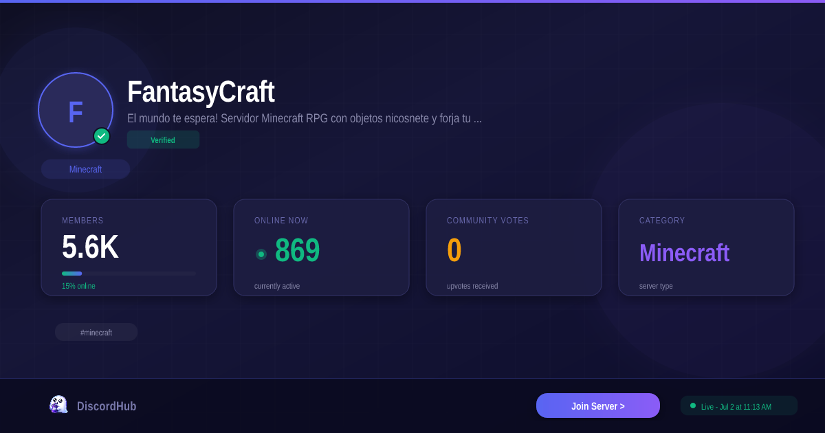 Join FantasyCraft Discord — 5.6K+ Minecraft Members [Free Invite]