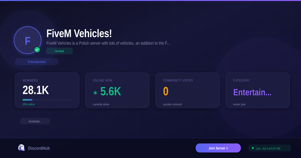 FiveM Vehicles! Discord Server — 28K+ Members | Top Entertainment [2026]