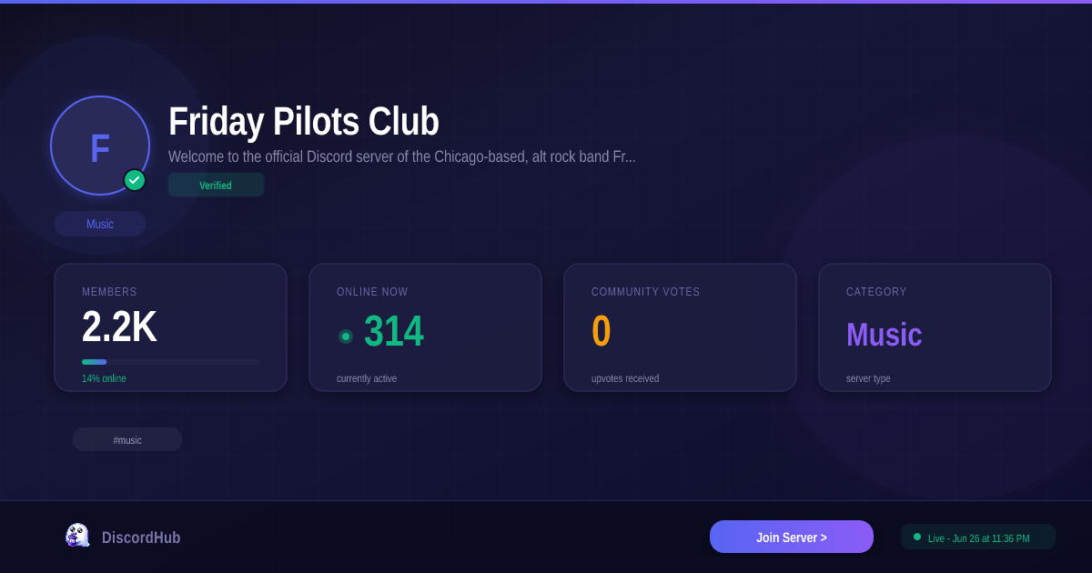 Friday Pilots Club — Popular Music Discord (2.2K+ Members) [2026]