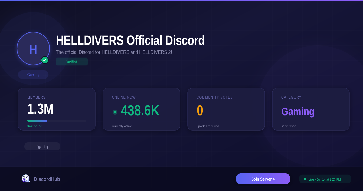 HELLDIVERS™ Official Discord Discord — Biggest Gaming Server | 1292K ...