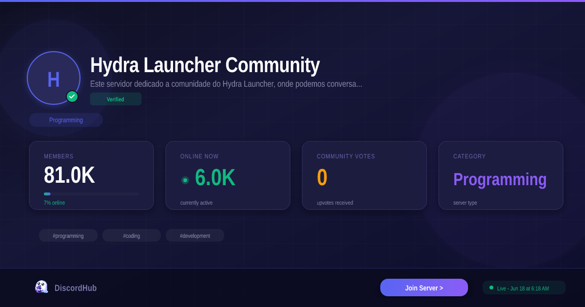 Hydra Launcher Community — The #1 Programming Discord Server (81K+ Members)