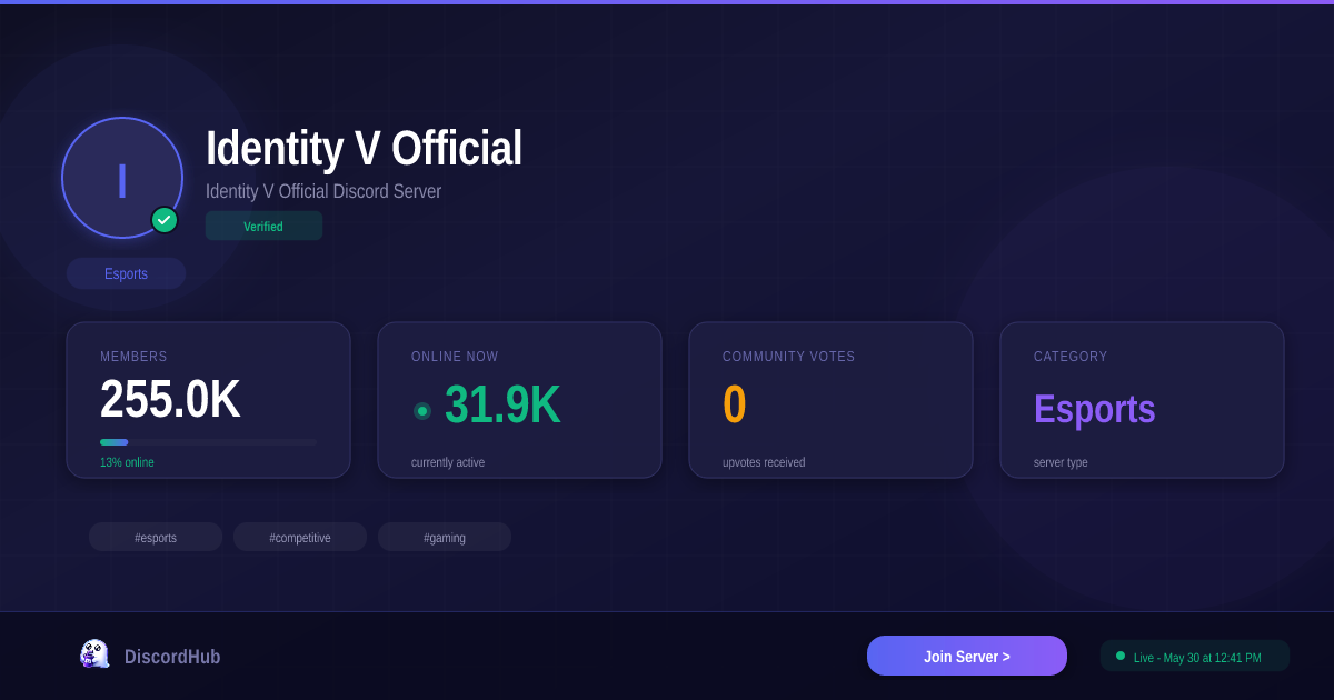 Identity V Official Discord — Biggest Esports Server | 252K+ Members