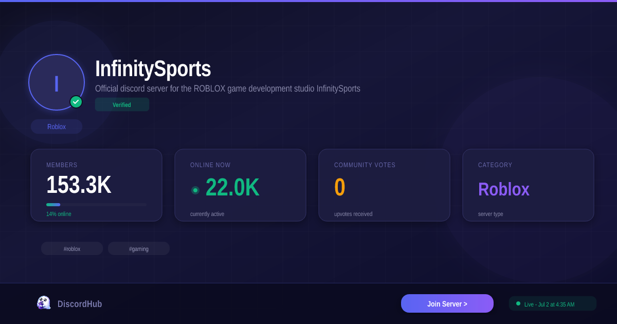 InfinitySports Discord — Biggest Roblox Server | 153K+ Members