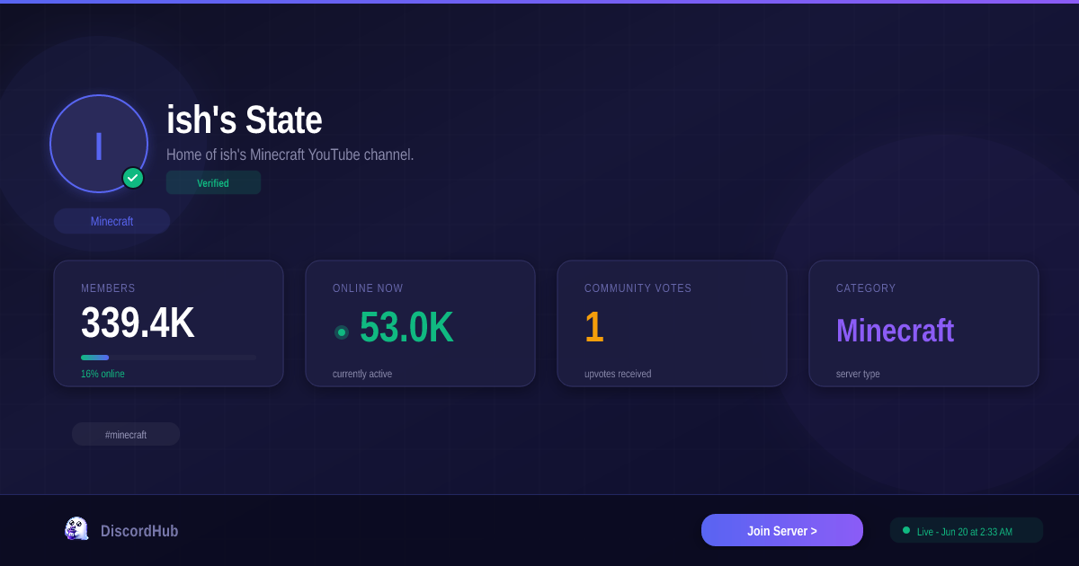 ish's State — The #1 Minecraft Discord Server (340K+ Members)