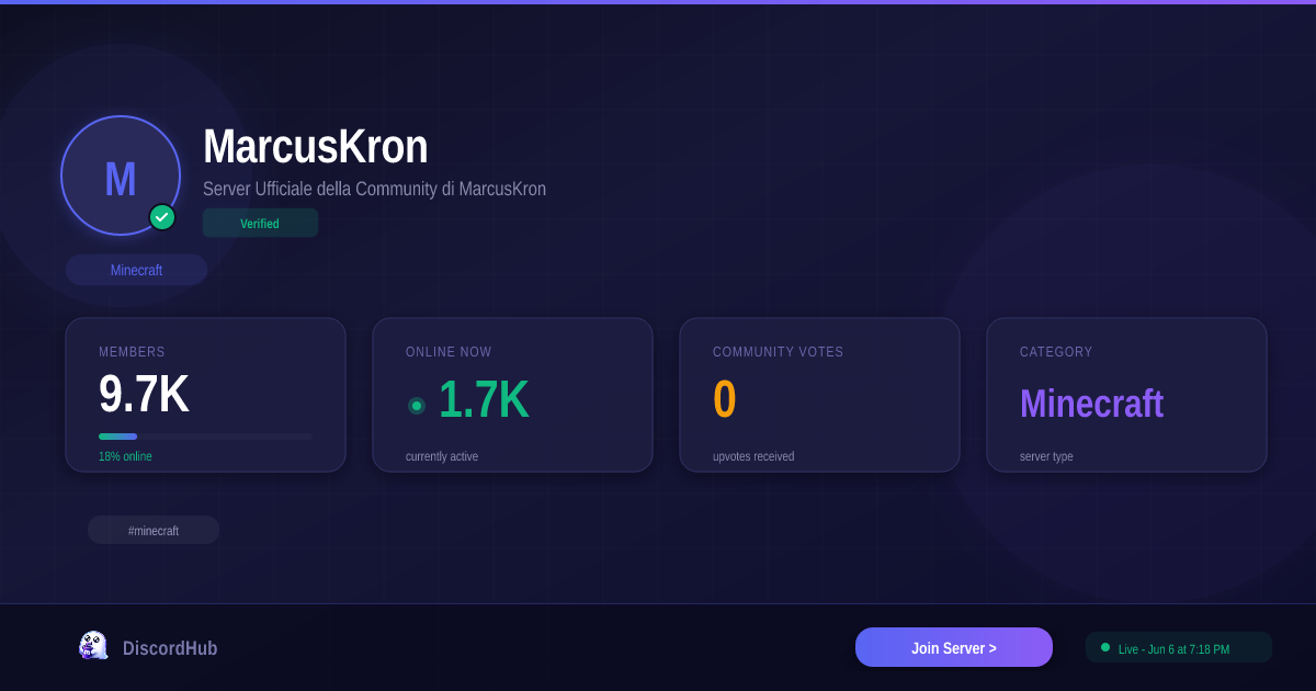 MarcusKron Discord — 9.7K+ Members | #1 Minecraft Server [2026]