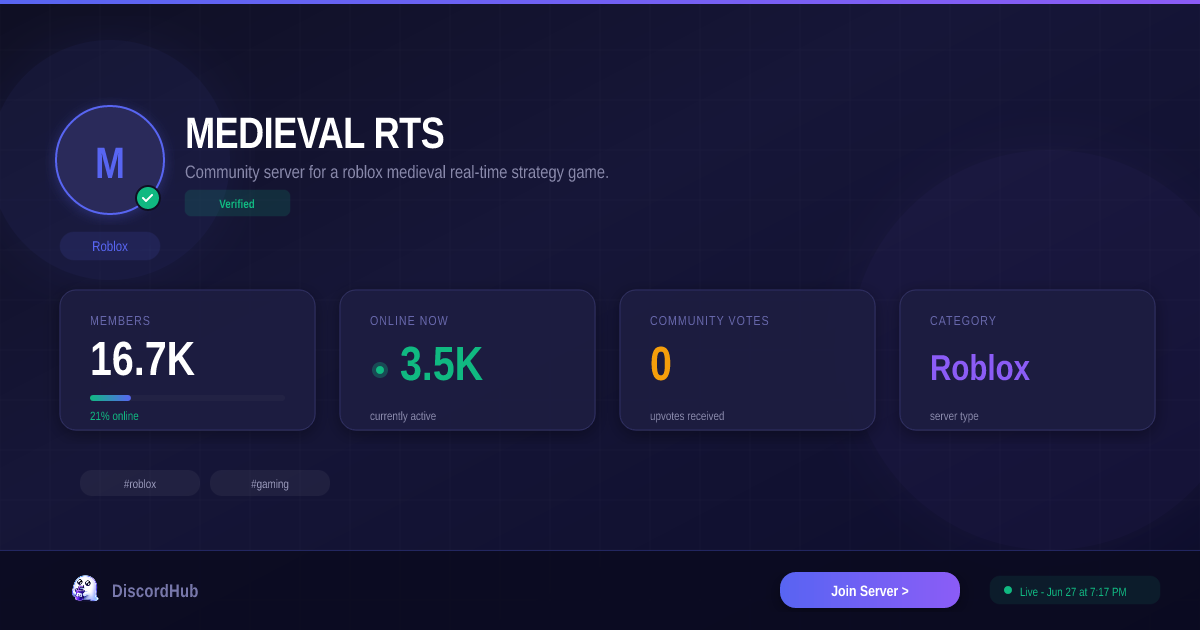 MEDIEVAL RTS Discord — 17K+ Members | #1 Roblox Server [2026]