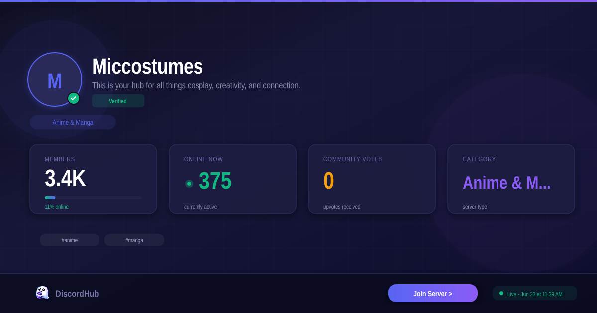 Miccostumes Discord Server — Anime & Manga Community | 3.4K+ Members