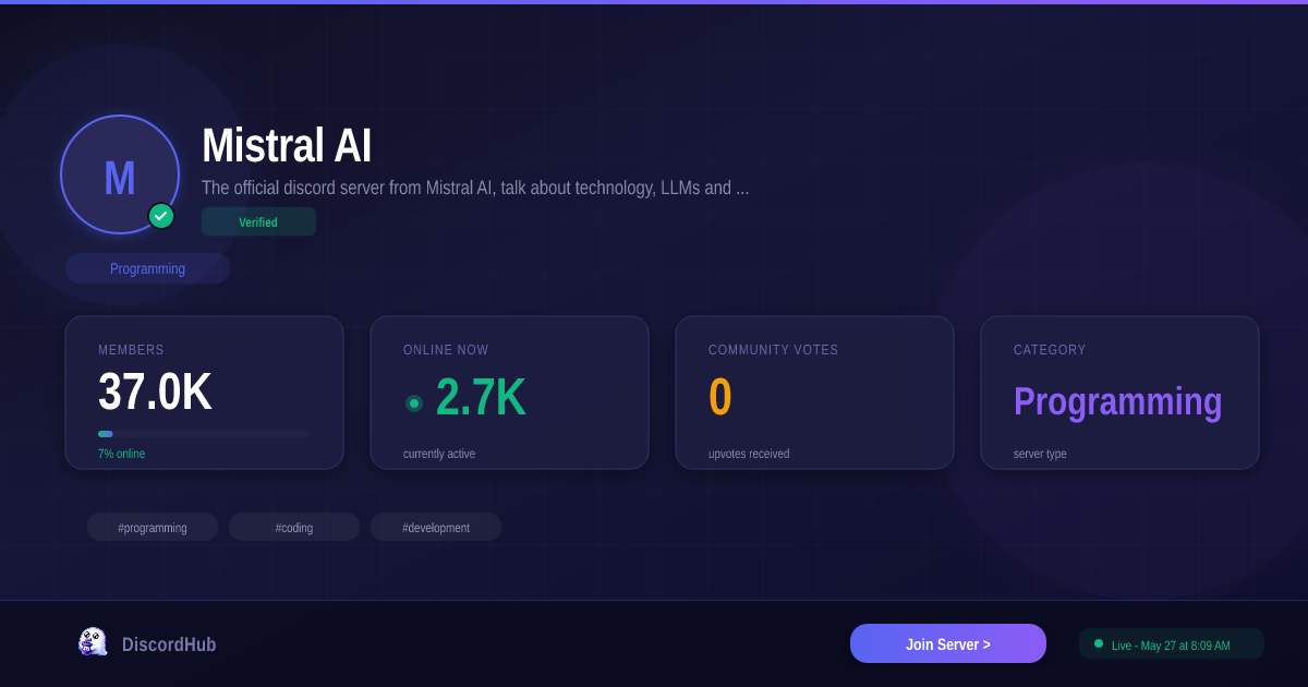Mistral AI Discord Server — Join 37K+ Programming Members [2026]