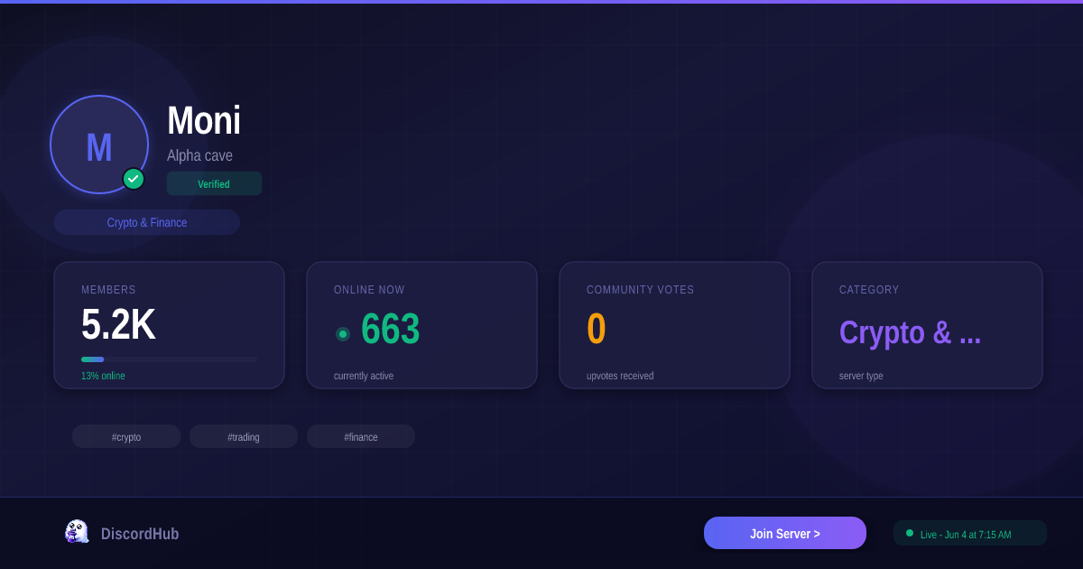 Moni 🧙 Discord — 5.2K+ Members | #1 Crypto & Finance Server [2026]