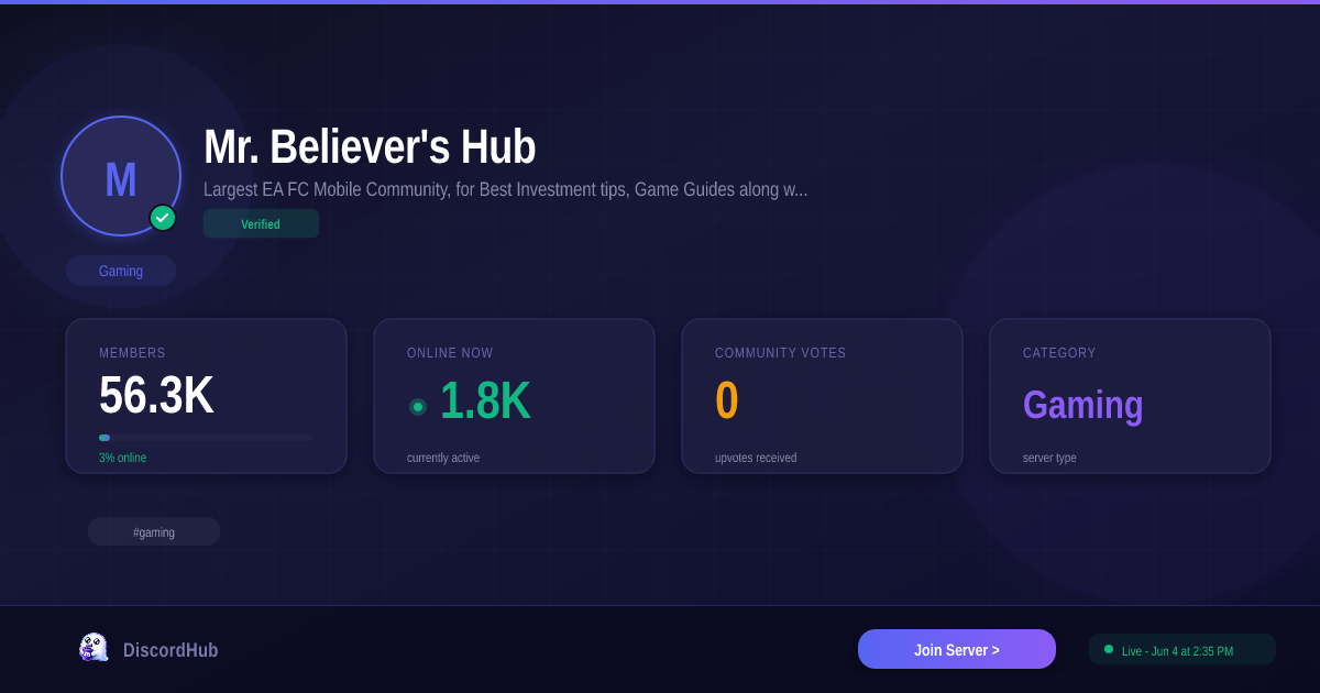 Mr. Believer's Hub — The #1 Gaming Discord Server (56K+ Members)
