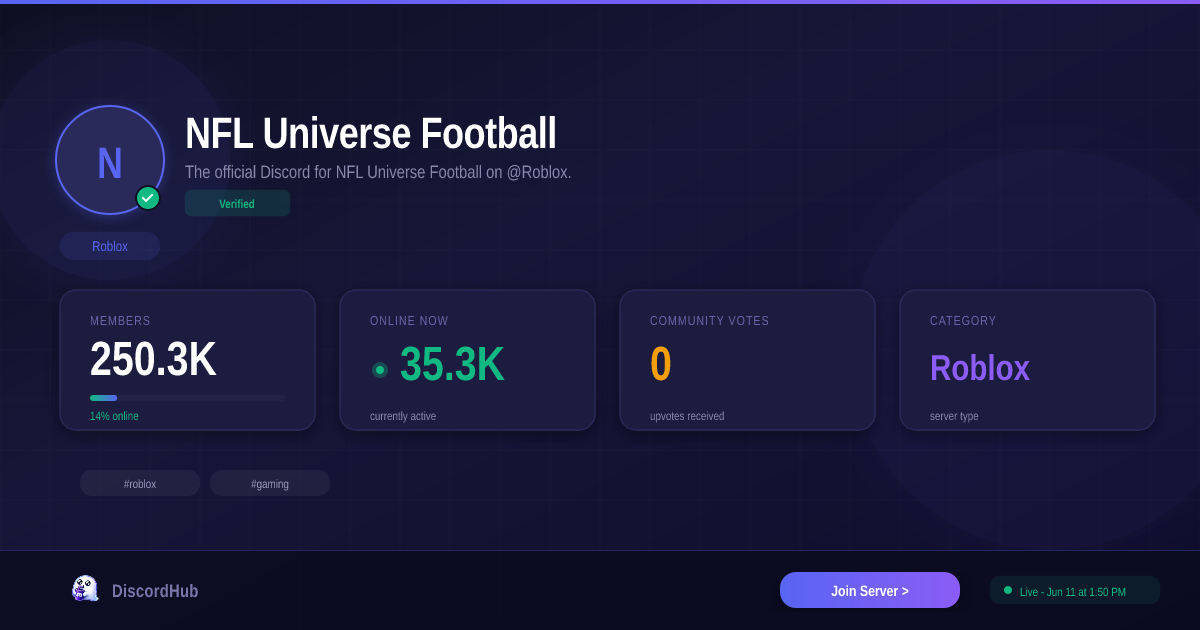 Join NFL Universe Football Discord — 249K+ Active Roblox Members [Free]
