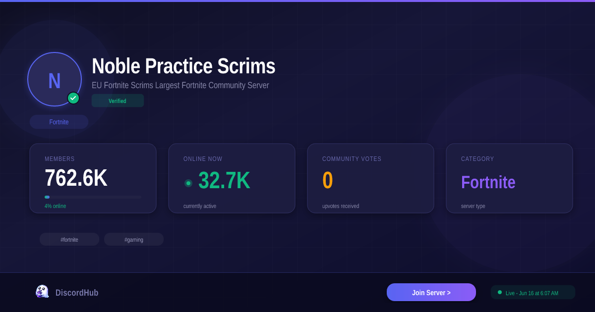 Noble Practice Scrims Discord Server — 760K+ Members | Join Fortnite [2026]