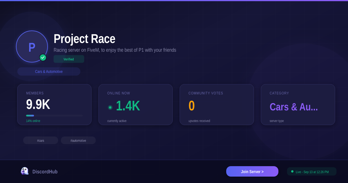 Project Race Discord Server — 10k Members Top Cars And Automotive 2026