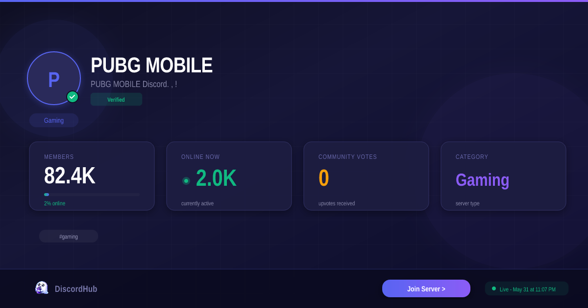 PUBG MOBILE СНГ Discord Server — 82K+ Members | Huge Gaming [2026]