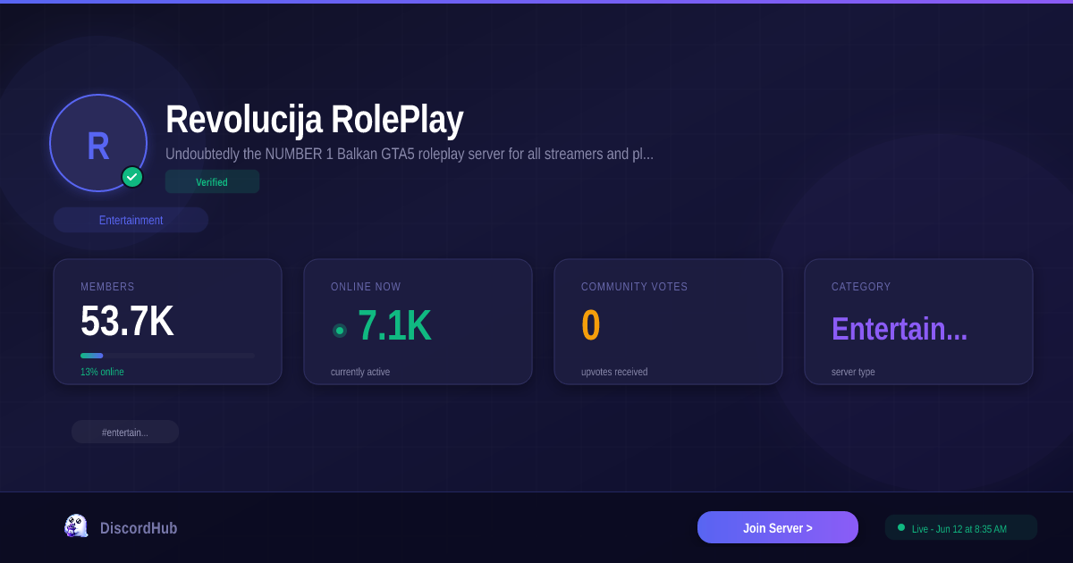 Revolucija RolePlay Discord Server — 54K+ Members | Huge Entertainment ...
