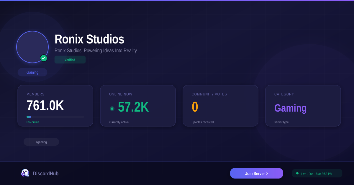 🌌 Ronix Studios Discord Server — 733K+ Members | Join Gaming [2026]