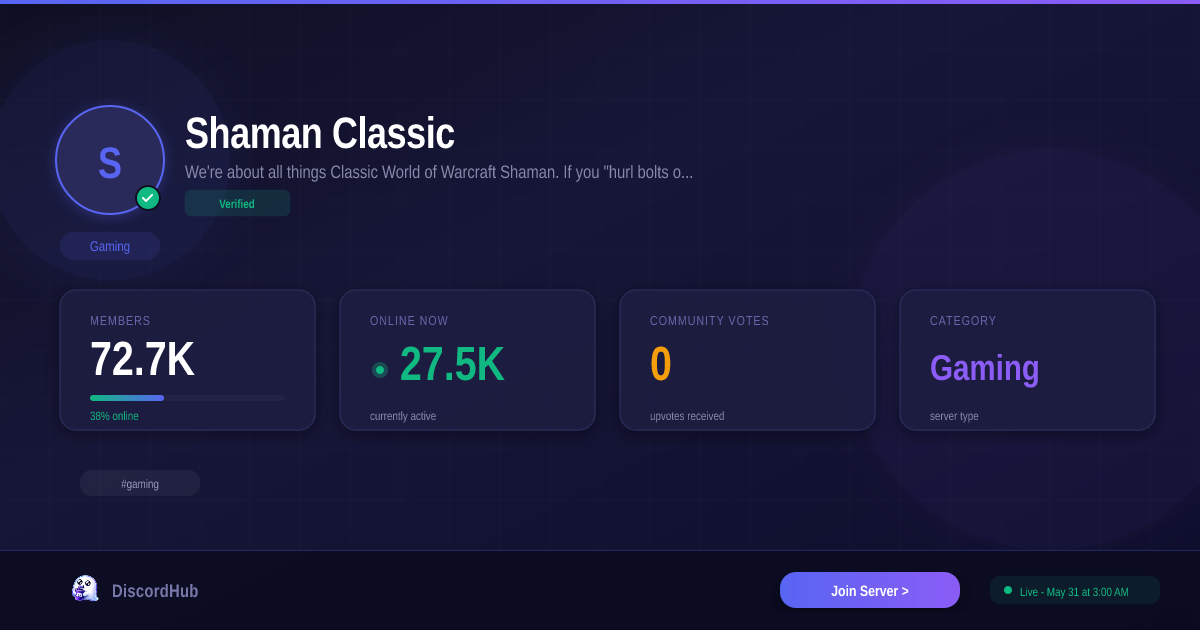 Shaman Classic Discord — Biggest Gaming Server | 73K+ Members