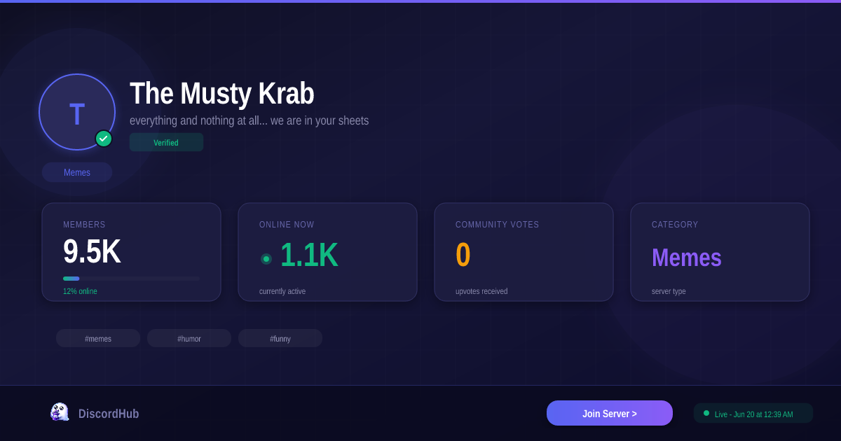 The Musty Krab Discord — 9.5K+ Members | #1 Memes Server [2026]