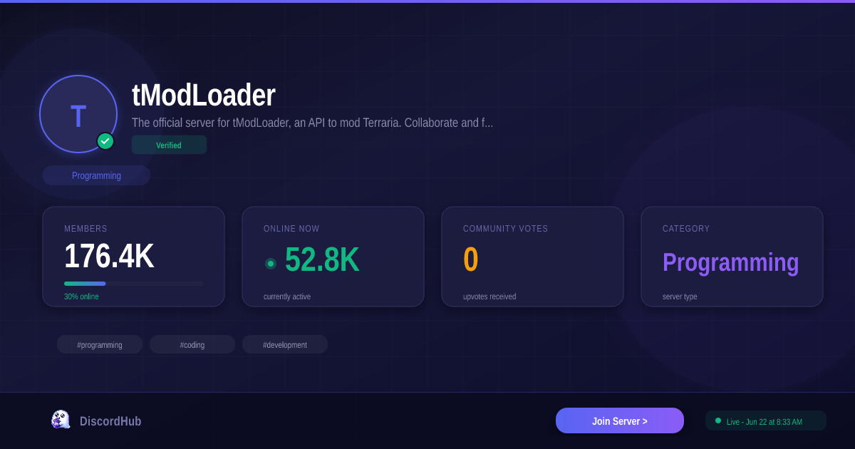 tModLoader Discord Server — 176K+ Members | Huge Programming [2026]