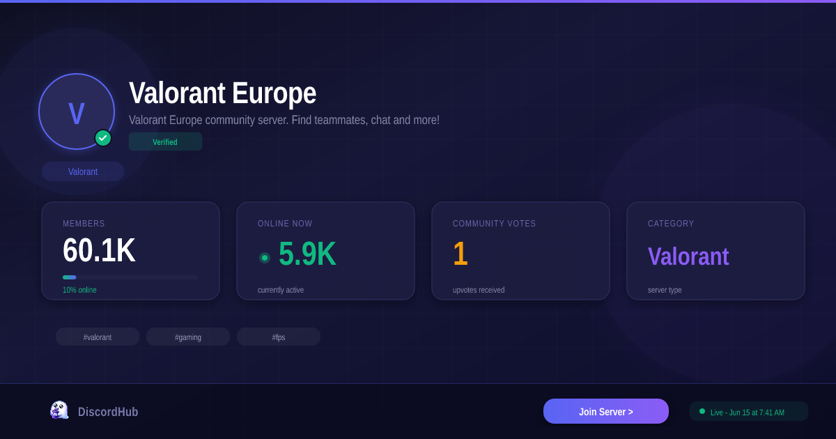 Valorant Europe Discord Server — 59K+ Members | Join Valorant [2026]