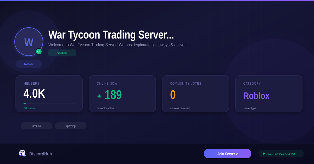 Join War Tycoon Trading Server | 24/7 Trading & Values Discord — 4.0K ...